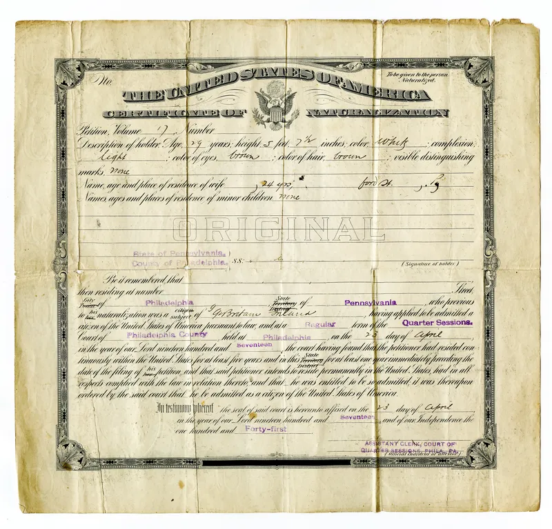 Naturalization Certificate Number Sample Naturalization Index Cards
